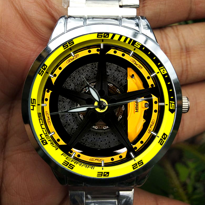 Jam Tangan Custom Stainless Velg Ferarri Kuning Art 1 | Lazada Indonesia
