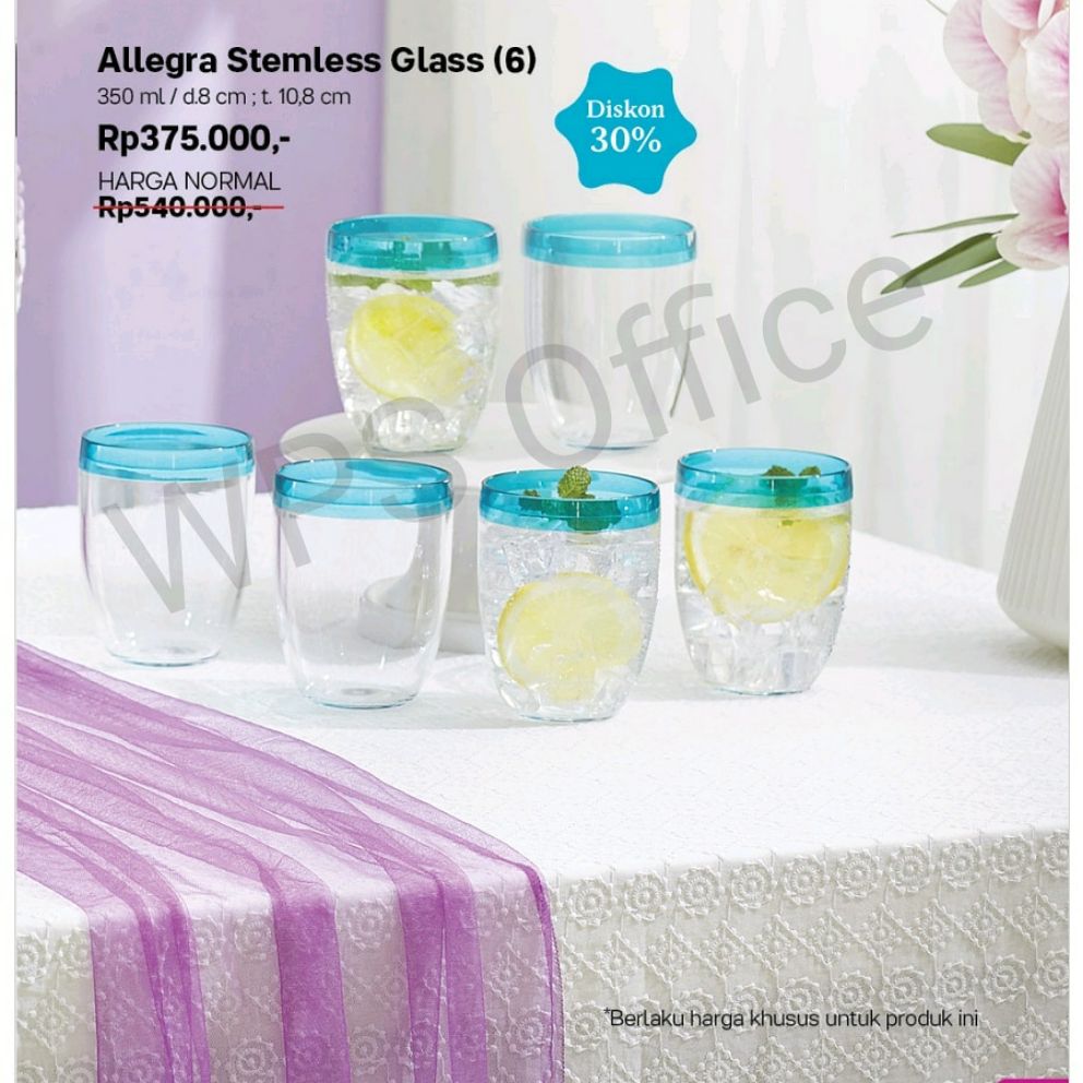 July Allegra Stemless Glass Tupperware - Gelas Cantik Tupperware ...