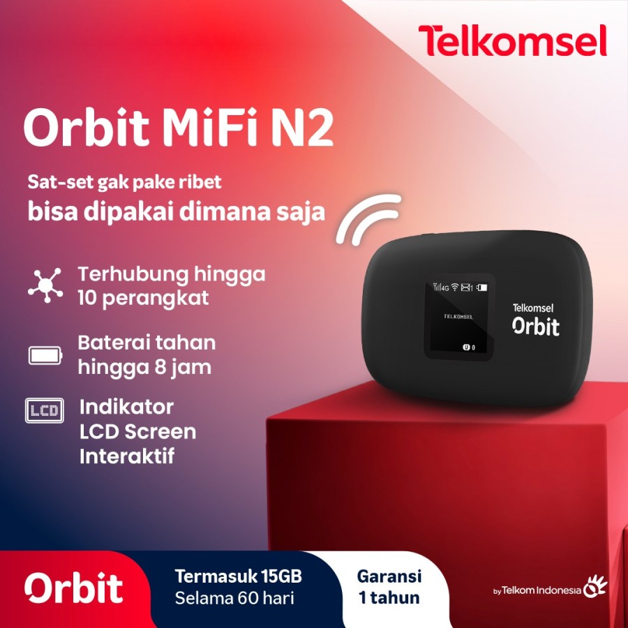 Telkomsel Orbit Mifi N2 Portable Modem Wifi (Baterai 2050 mAh) Layar ...