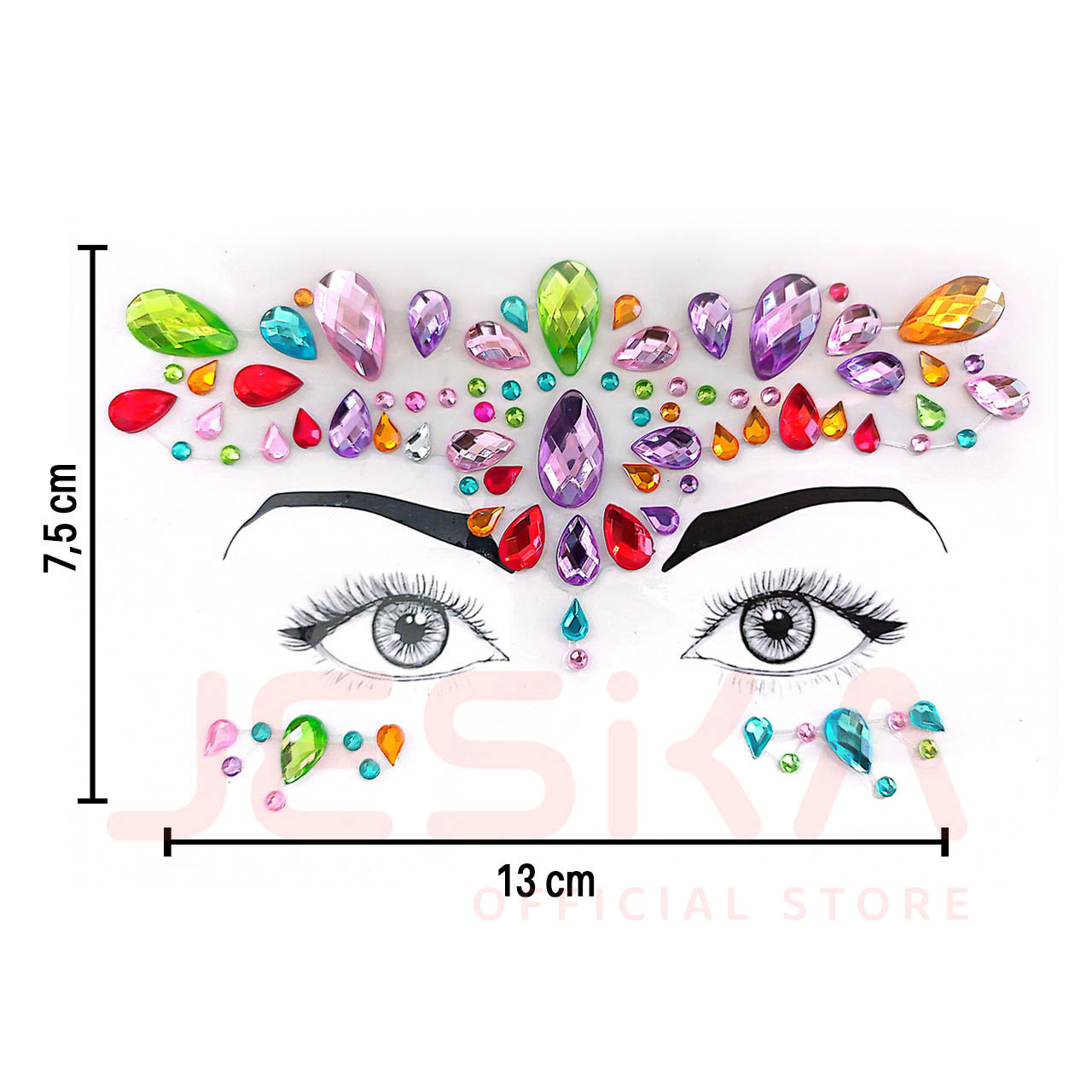 Sticker wajah jewel estetik stiker wajah wanita kaca timbul aesthetic ...