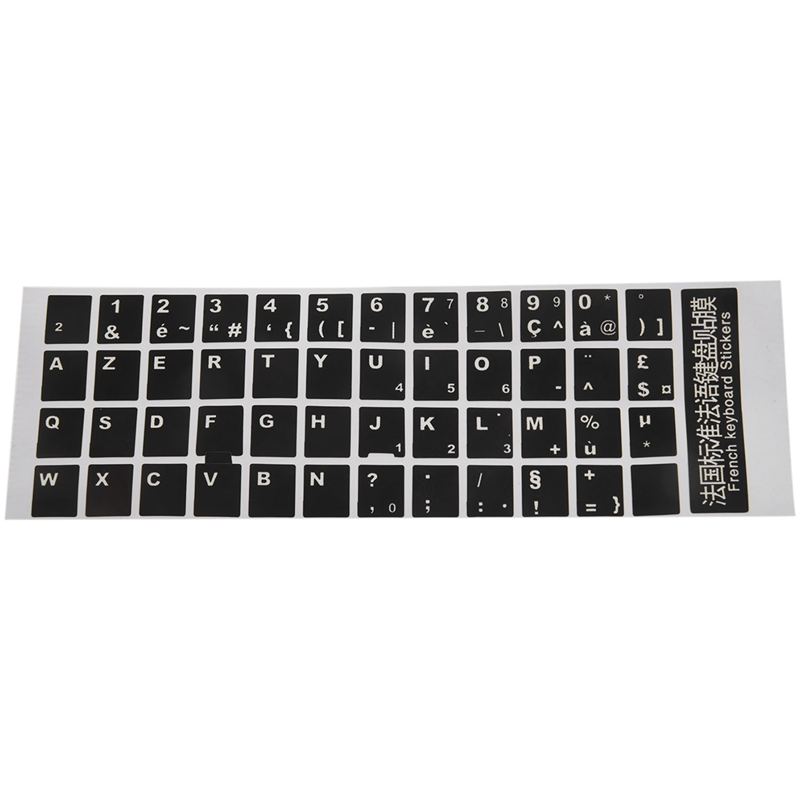 White Letters French Azerty Keyboard Sticker Cover Black for Laptop PC ...