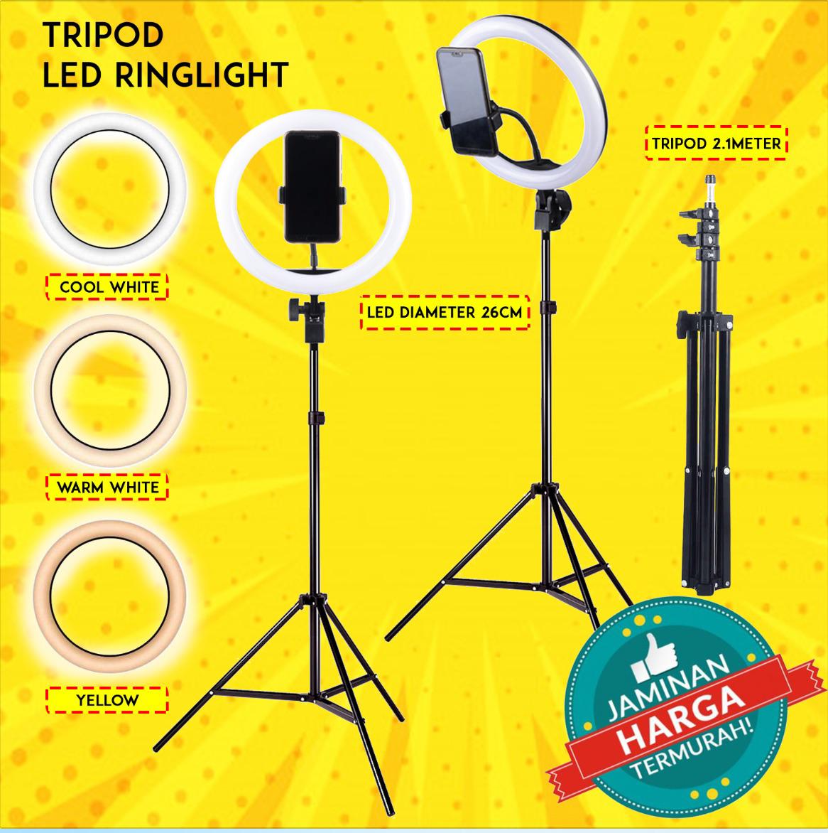 Paket Lampu Ring Light + Tripod - Ring Light 26cm Dan Tripod Tinggi 2.1 Meter - | Lazada Indonesia