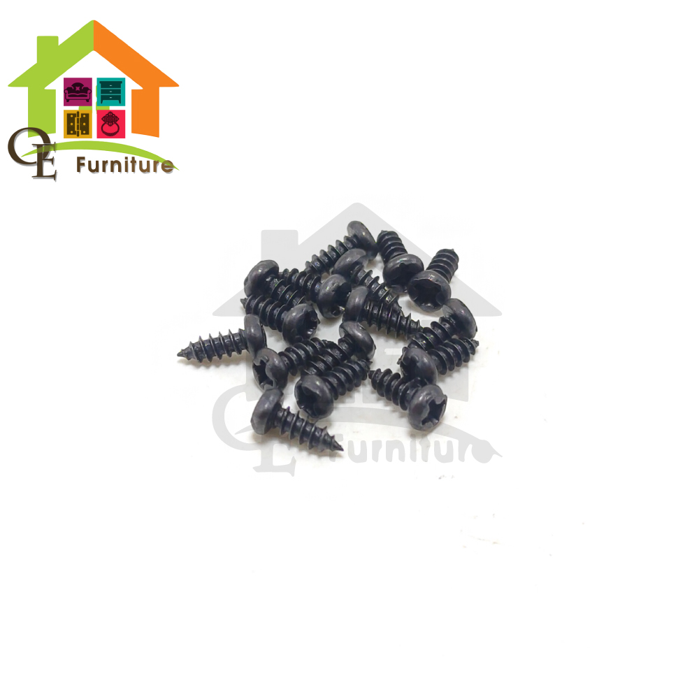 Skrup PH hitam kepala bulat 5 x 10 mm Screw Sekrup baut hitam doff ...