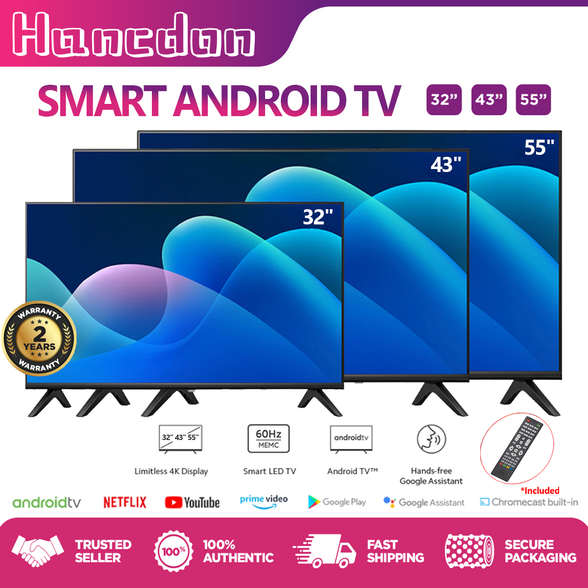 【Hancdon】Smart TV LED 55/43/32 inch tv Digital 55 inch tv Android ...