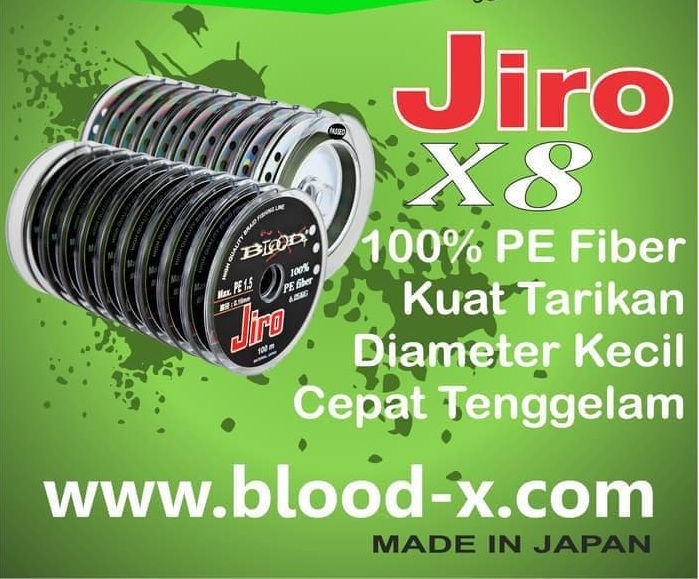 Benang PE Pancing Fiber Blood-x JIRO 100m Connecting - Hijau Lumut ...