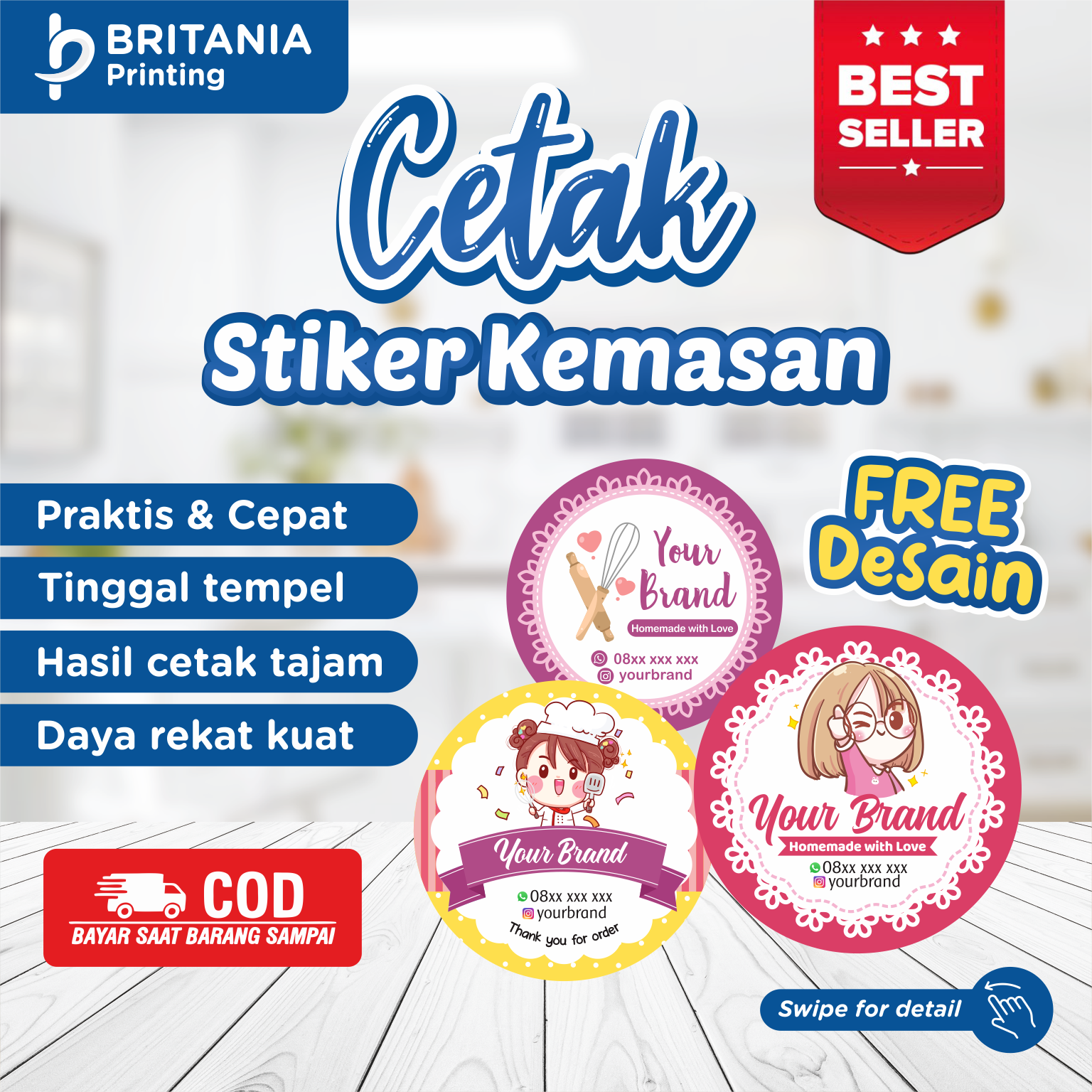 Cetak Stiker Label Kemasan Makanan / Stiker Kemasan Produk Makanan ...