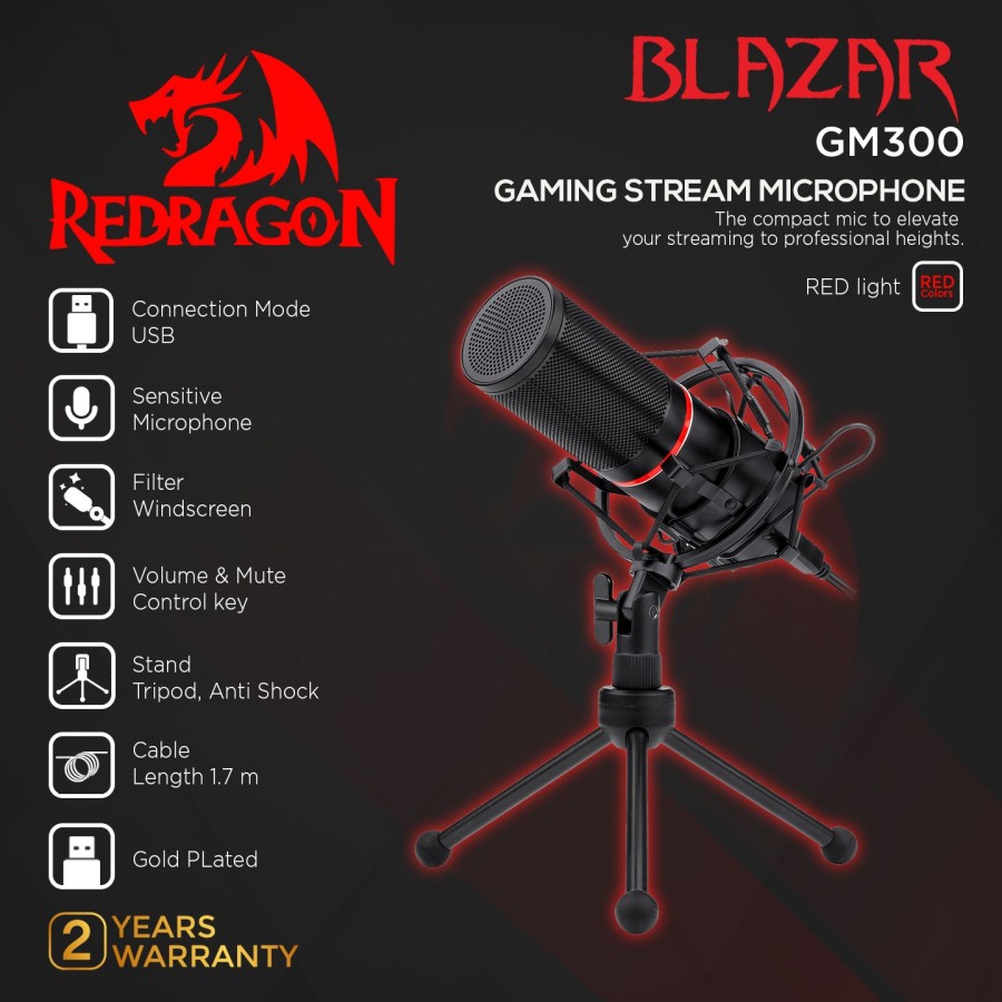 Redragon Gaming Microphone BLAZAR - GM300 | Lazada Indonesia