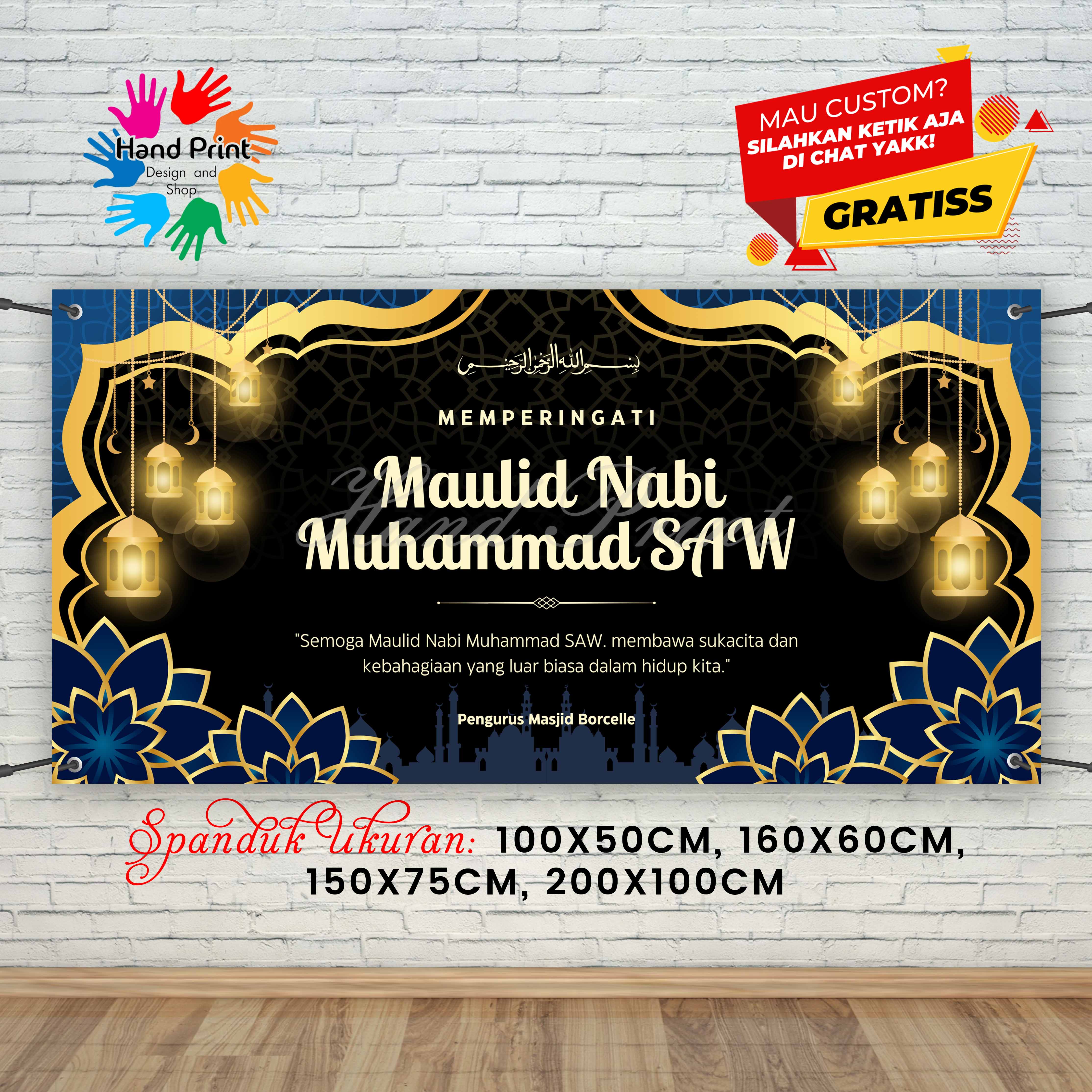 Cetak Spanduk Banner Maulid Nabi Hitam Biru Aesthetic MMT Spanduk ...