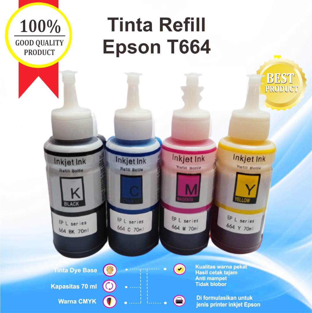 Paket Tinta Premium Ink Pengganti Epson 664 T664 Refill L120 L360 L120 ...