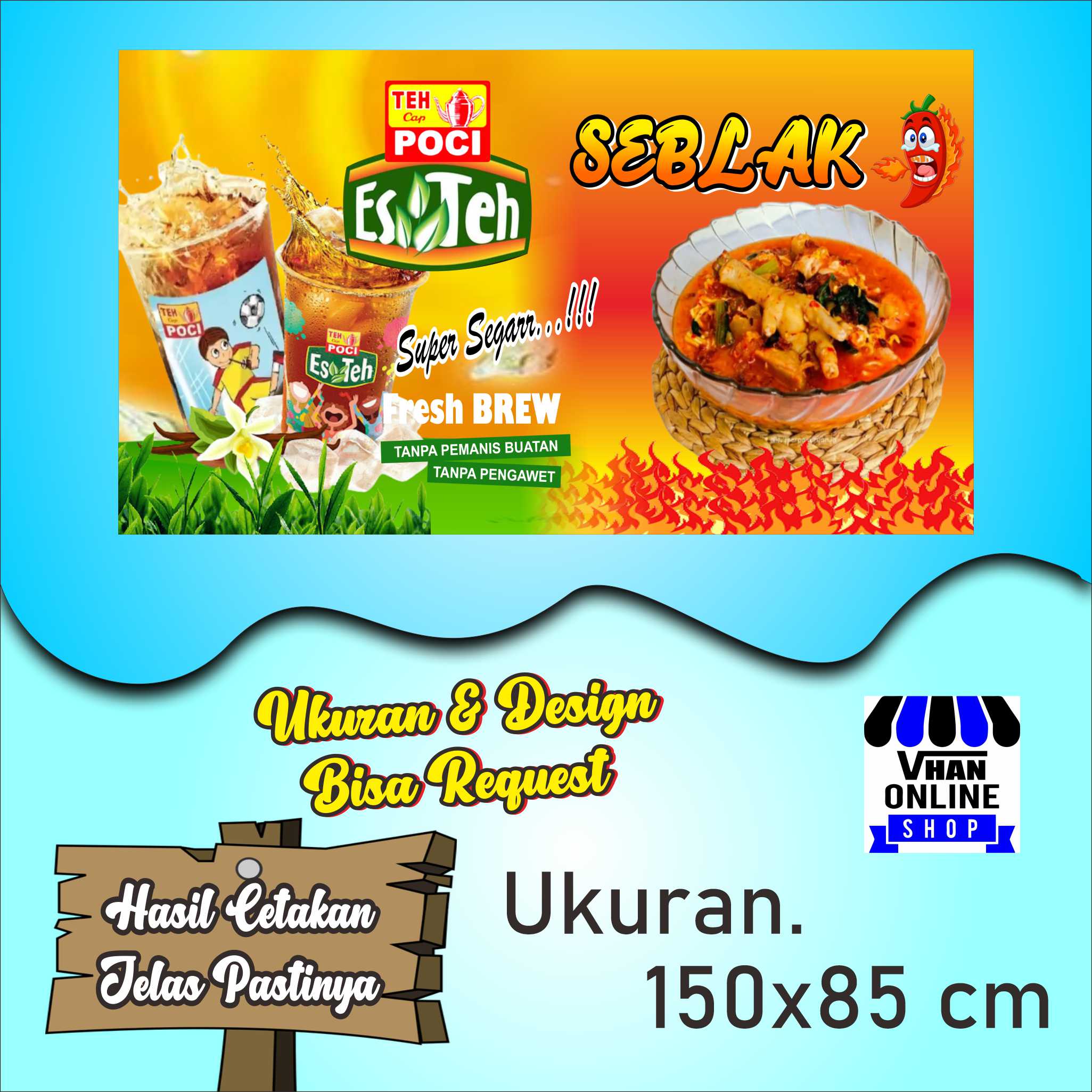 Spanduk Banner Jualn Seblak dan Teh Poci, Bagus Keren | Lazada Indonesia