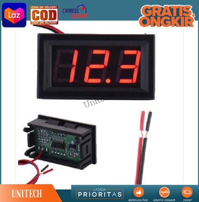 Unitech ATORCH Alat Pengukur Tegangan Listrik Voltmeter LED - 123 ...