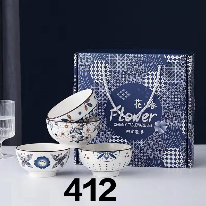 Mangkok Set Japan Motif Antik Bahan Keramik Plus Paper Bag dan Sumpit ...