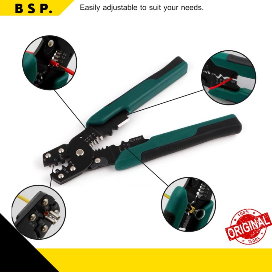 Tang Potong & Kupas Kabel Multifungsi Krimping Skun Kabel Wire Pliers ...