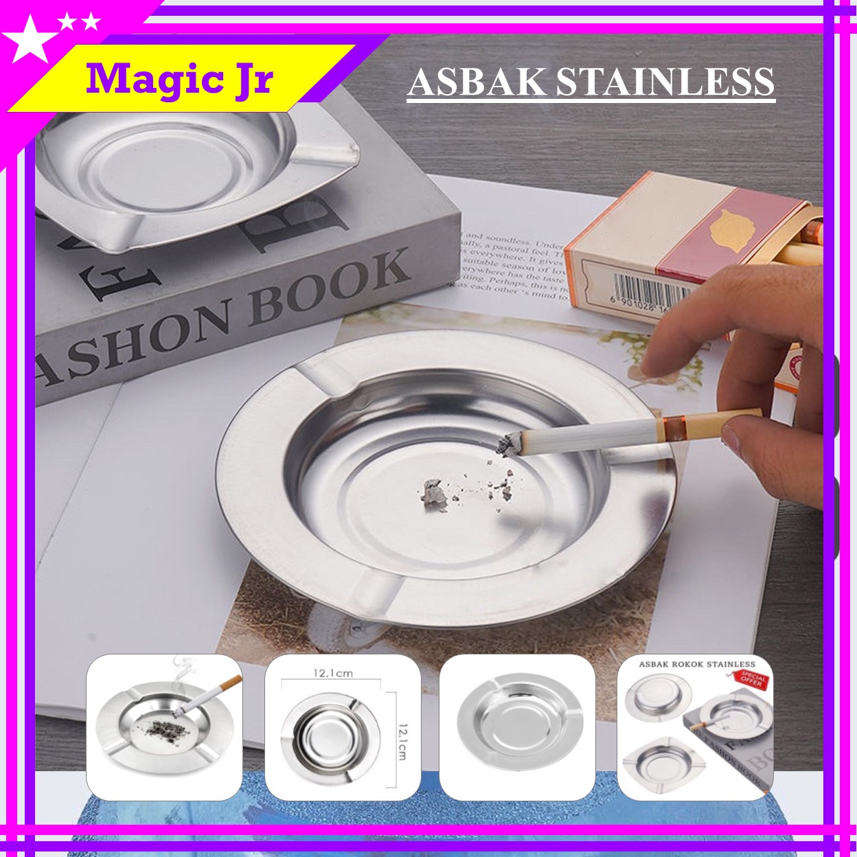 Asbak rokok stainless steel / Asbak seng bulat tempat langes rokok ...