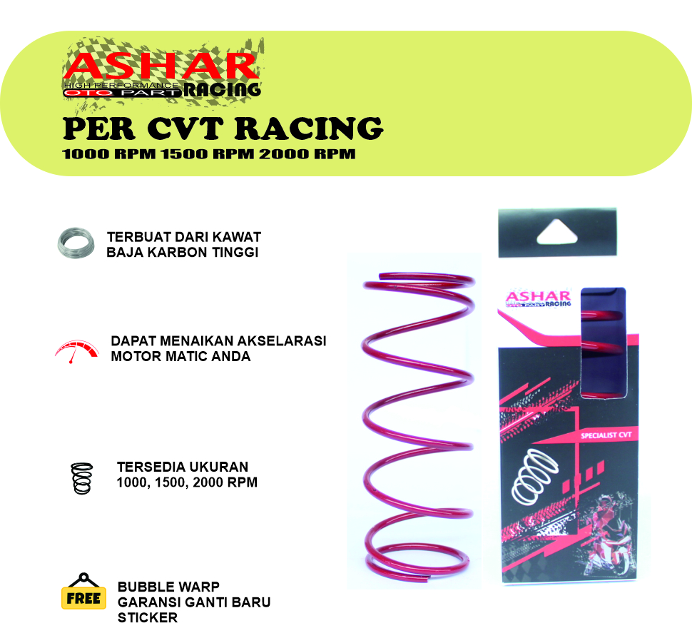 PER CVT MOTOR VARIO 1500 RPM UNTUK AKSELARASI MUDAH DI PASANG DARI ASHAR RACING | Lazada Indonesia