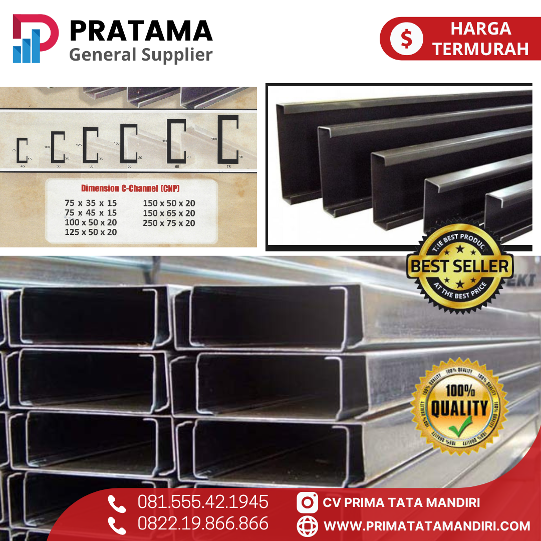 besi kanal CNP 100x50x20mm 6 meter 2,3mm / surabaya | Lazada Indonesia