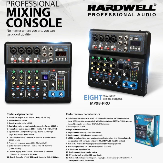 Mixer Hardwell MPX8 Pro Original 8ch Bluetooth Sound card | Lazada ...