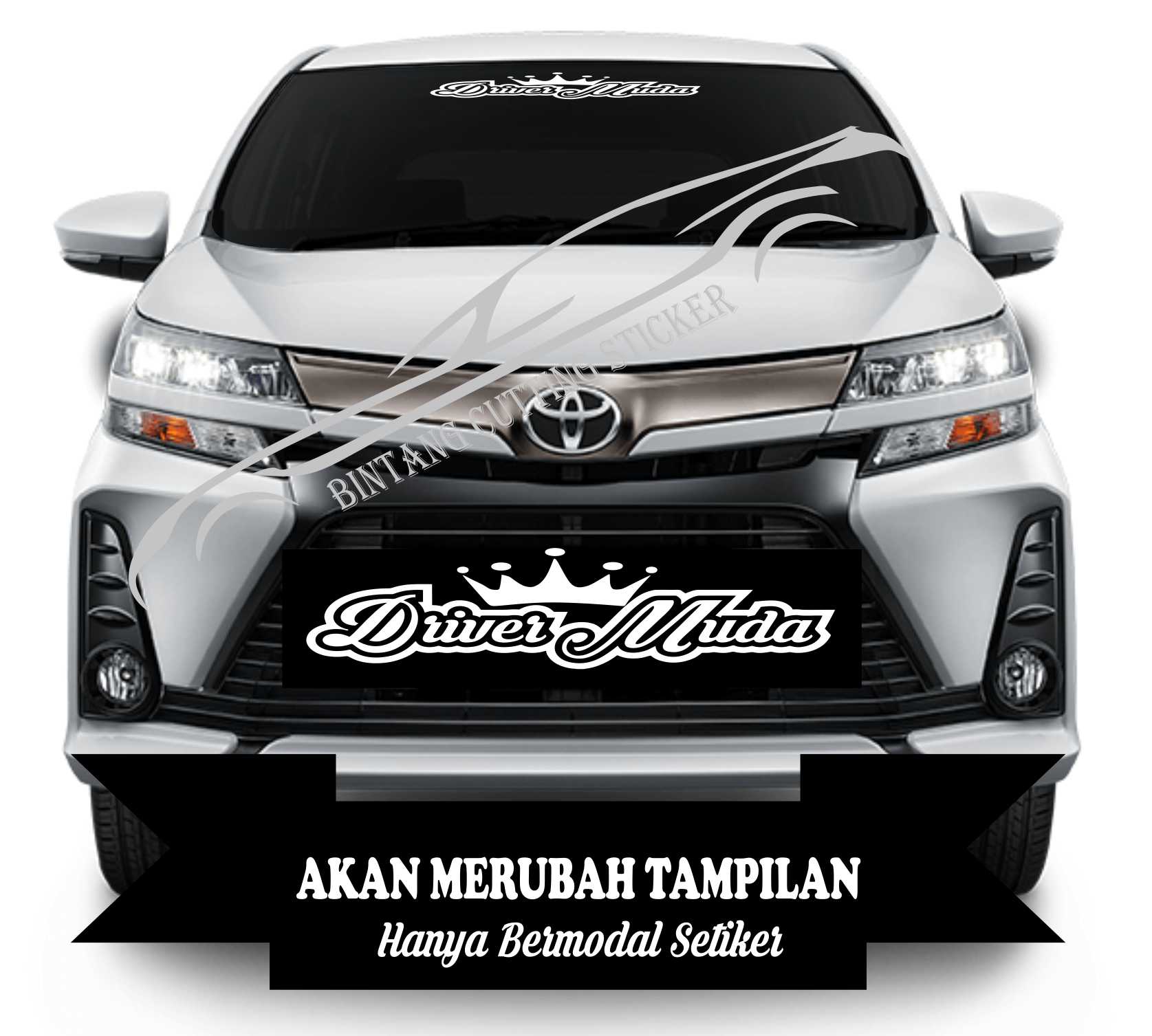 cutting stiker mobil Tulisan Driver muda stiker kaca depan mobil stiker ...