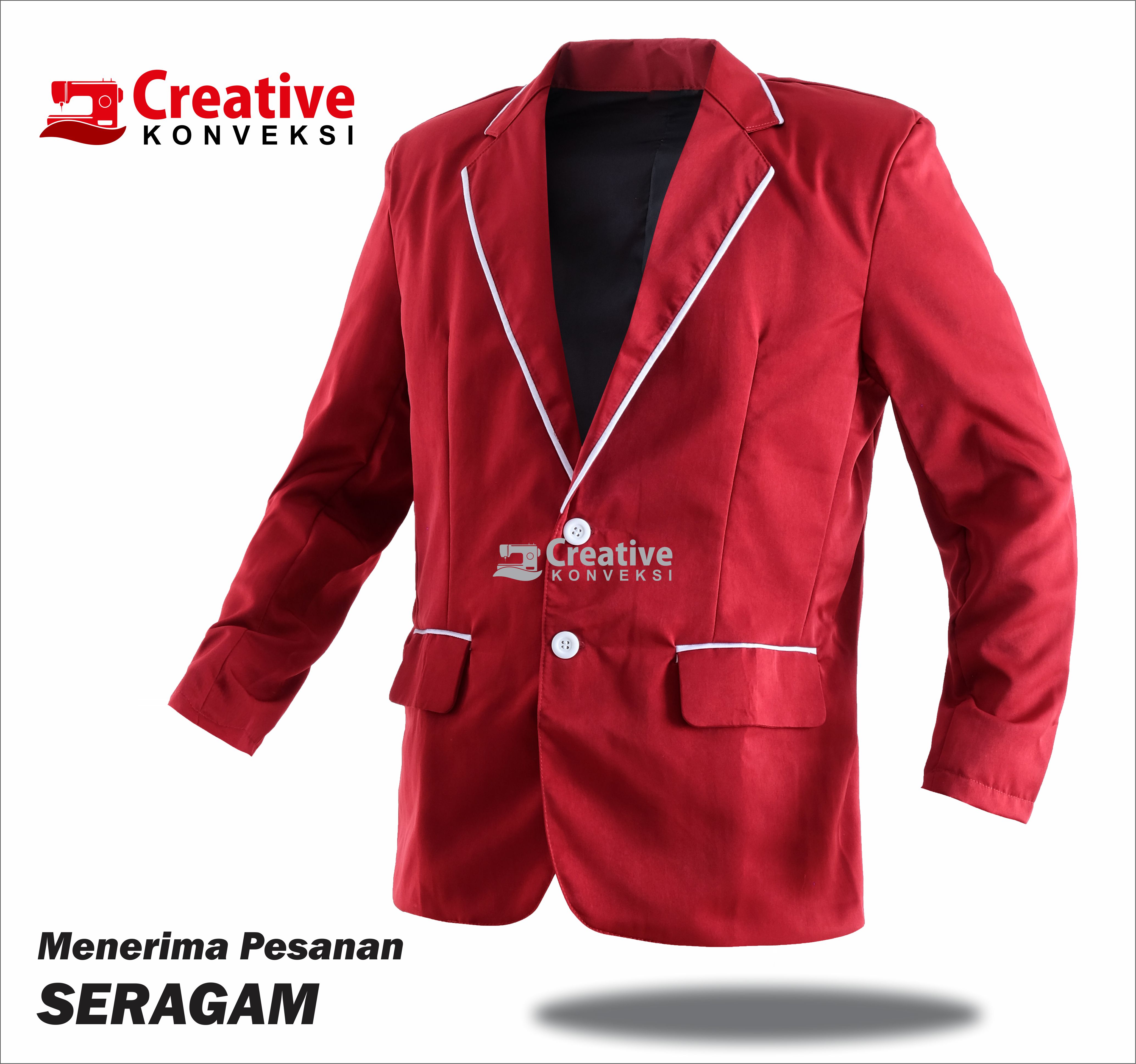 BISA TAMBAH BORDIR JAS SEKOLAH MERAH MAROON LIS PUTIH / JAS OSIS SMP ...