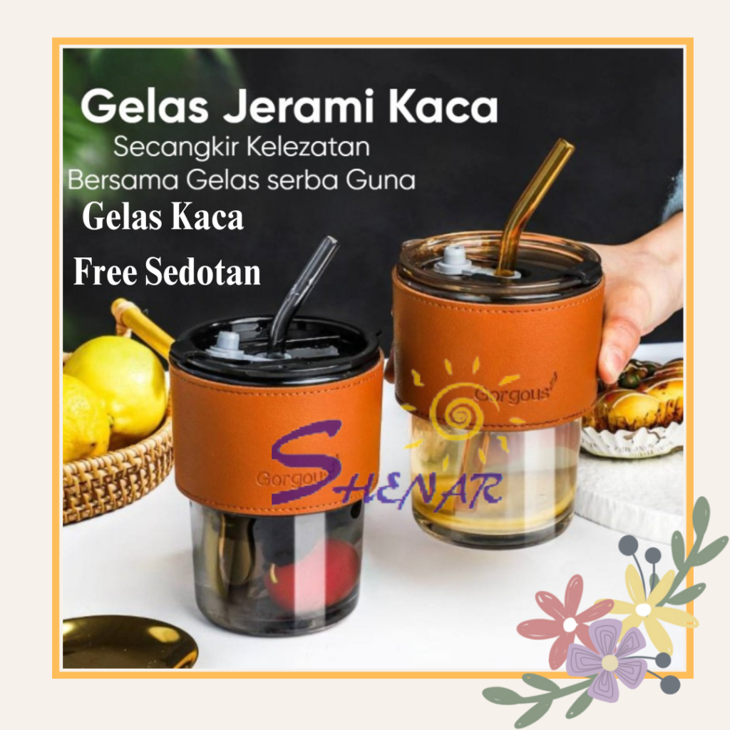 New - Hawaian slub glass / gelas minum sedotan / gelas kopi kaca simple ...