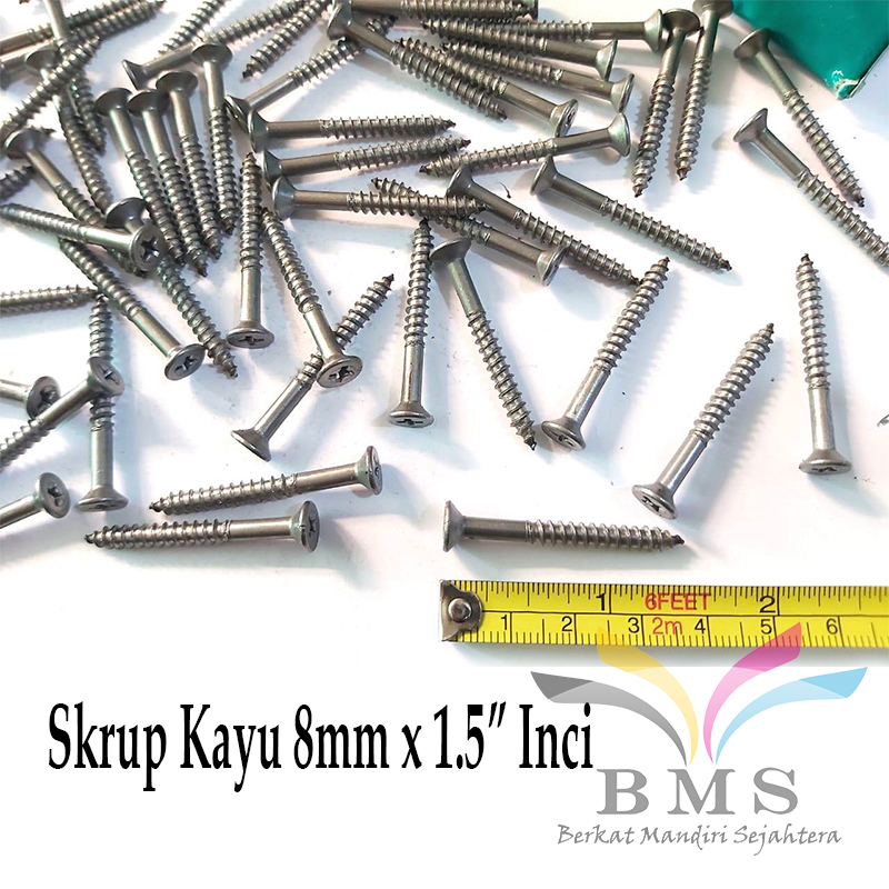 BMS - Sekrup Skrup Kayu Kepala Plus 1.5" inci SEKRUP Ulir Hitam Baut ...