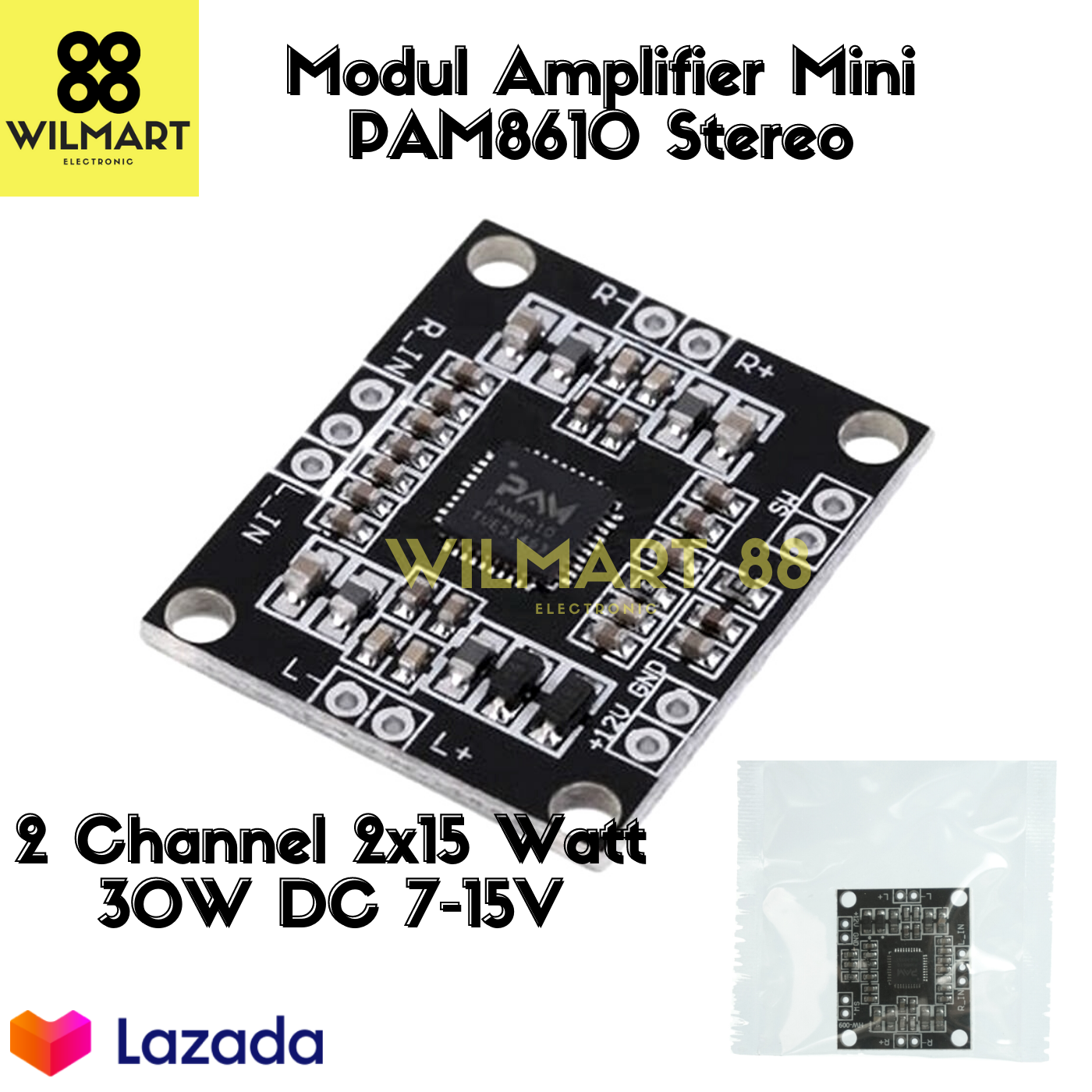 Ampli Mini KIT PAM 8610 2 x 15 Watt 6-12 Volt | Kit Amplifier PAM8610 ...