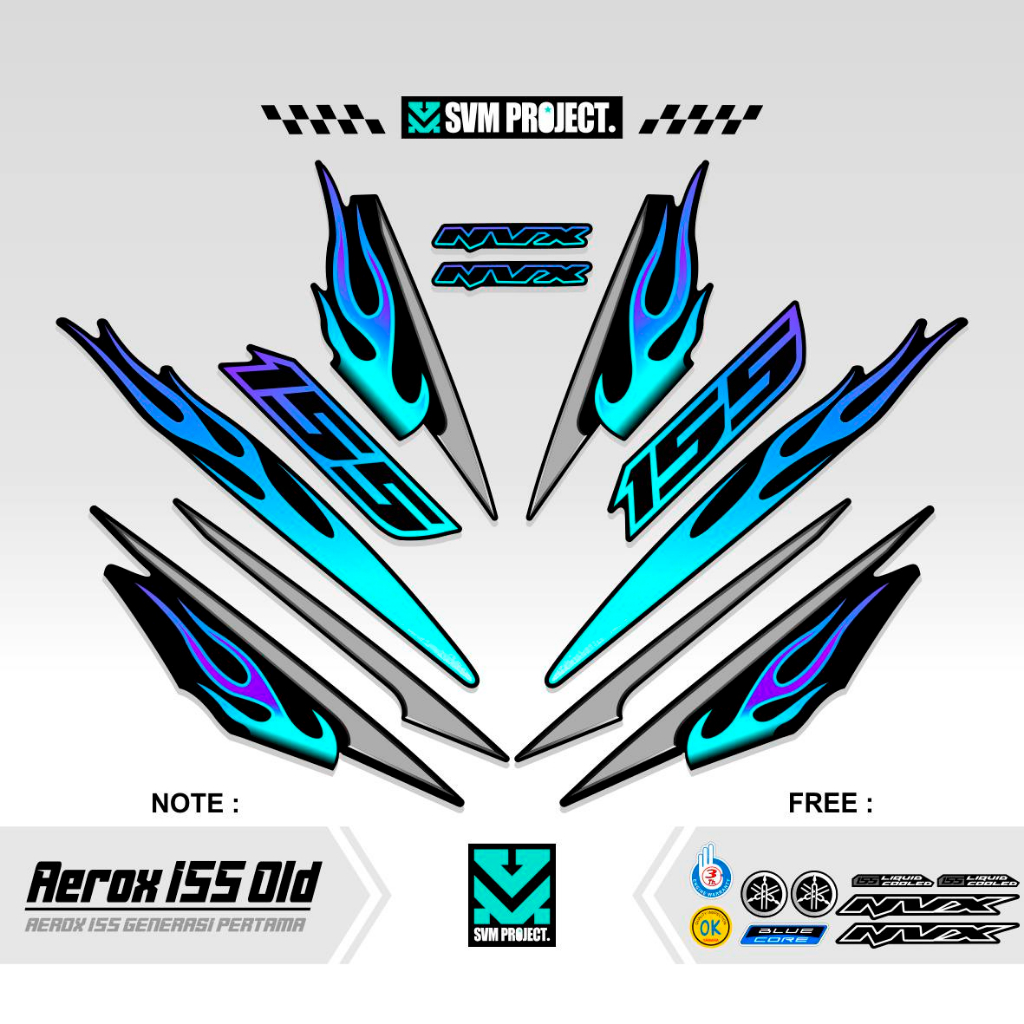 STRIPING AEROX LAMA 155 MOTIF 34 / STIKER AEROX OLD 155 VVA / STICKER ...
