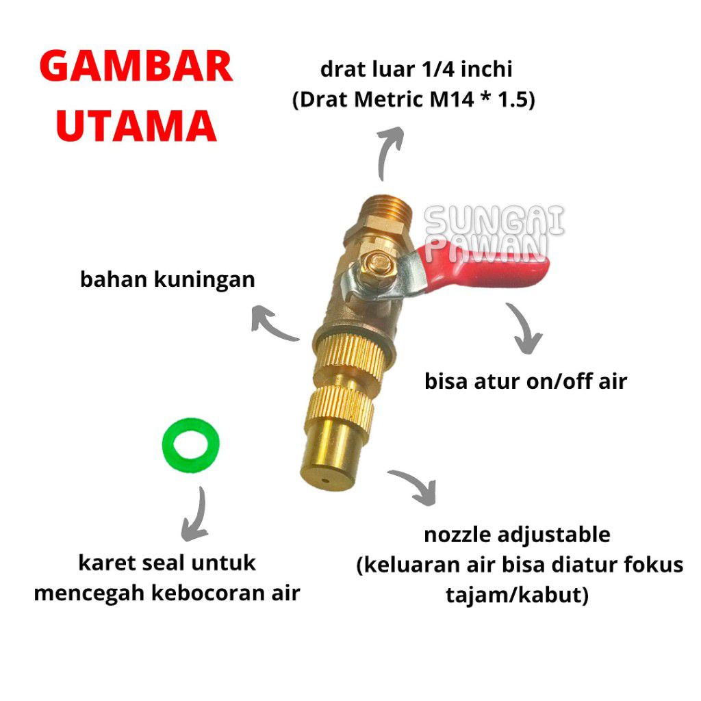 Nozzle nosel semprotan air lakoni laguna 70 drat luar 1/4 inchi irigasi ...