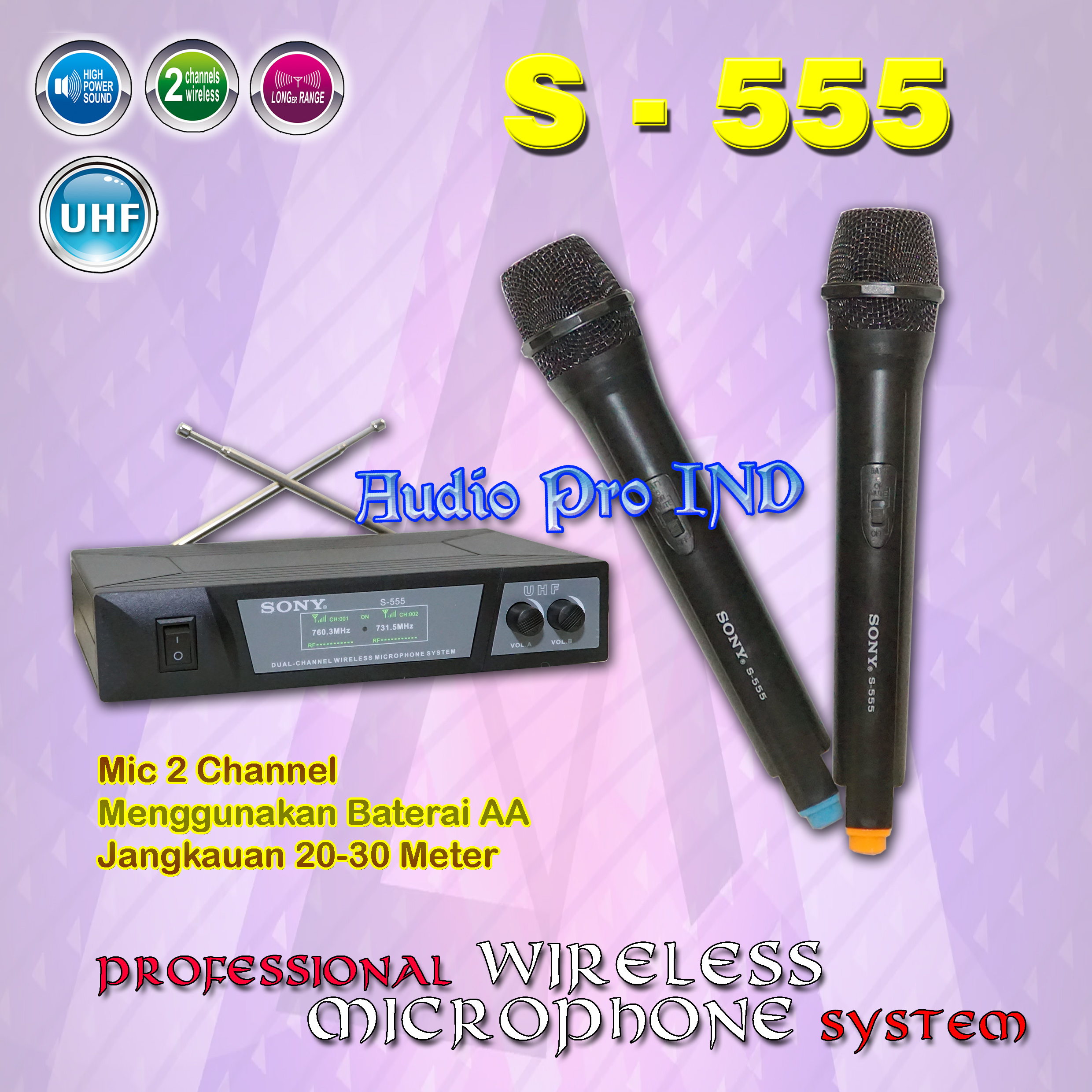 Wireless Mic S - 555 / Professional Microphone Wireless S-555 / Mic S555 / Microphone S 555 ...