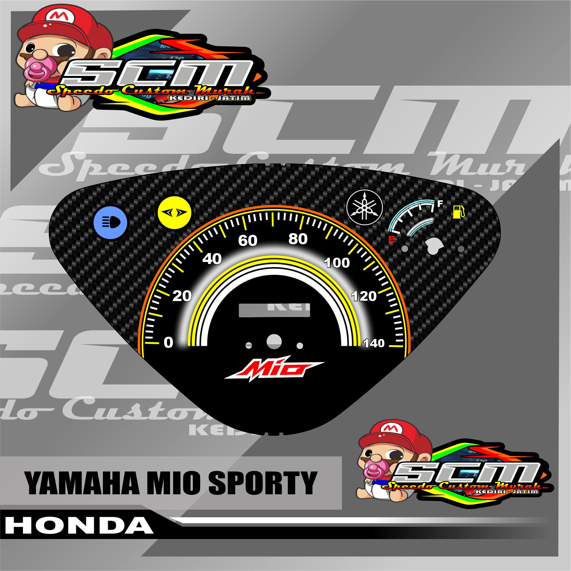 papan speedometer custom mio sporty simpel kuning panel spido meter ...