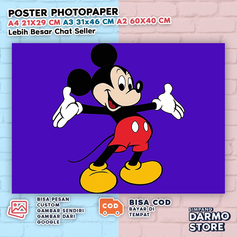 Poster Mickey Mouse Kartun Hiasan Dinding Anak Miki Mos si Tikus ...