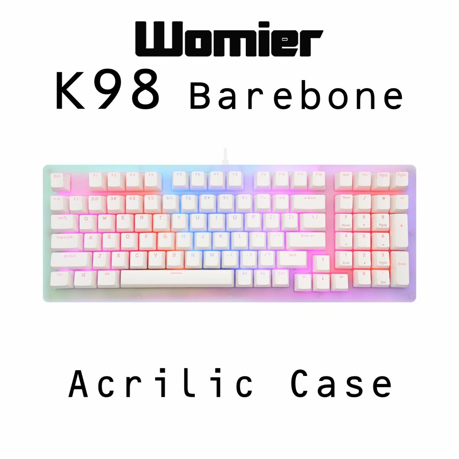 WOMIER K98 BAREBONE MECHANICAL KEYBOARD ACRYLIC CASE HOTSWAP 5PIN ...