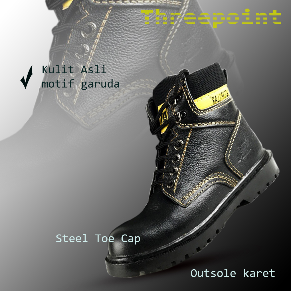 Sepatu Safety Pria Kulit CAT Hitam Coklat Tan Sepatu Safety Ujung Besi ...