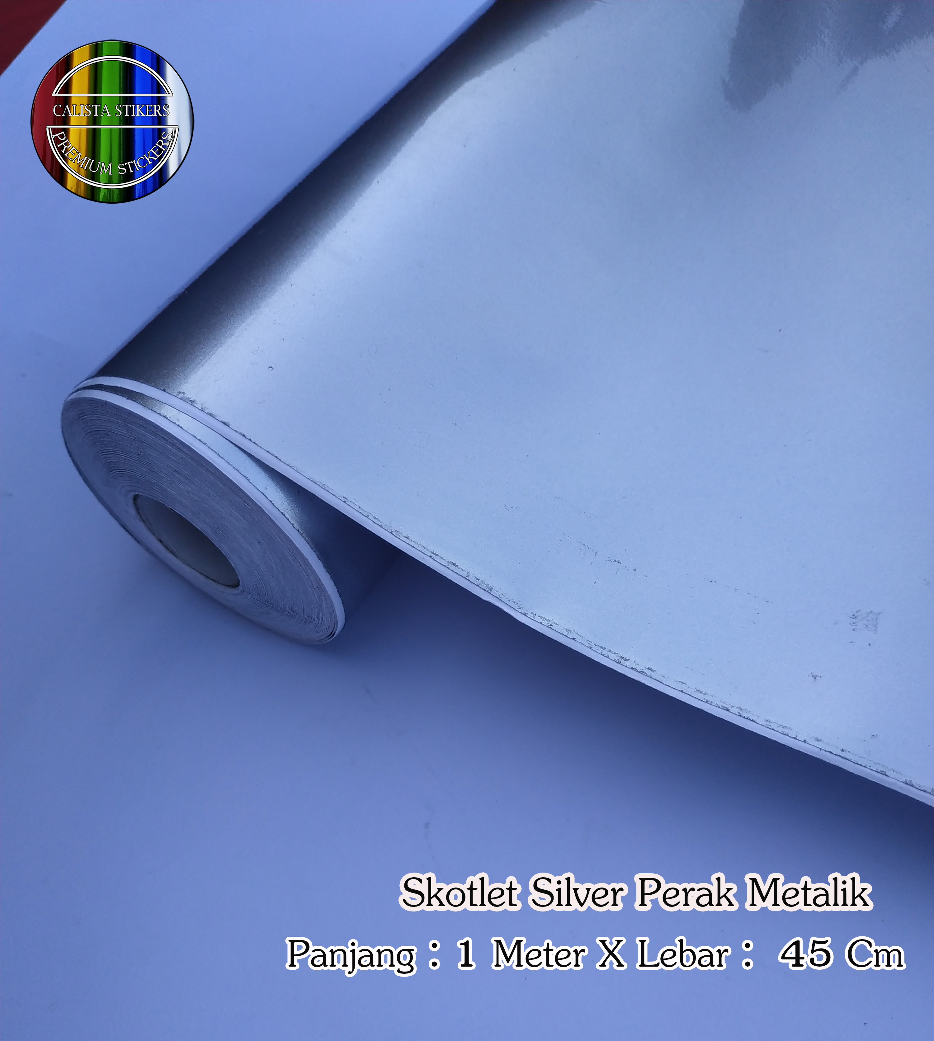 Stiker Skotlet Perak Silver Metalik kilap Glossy Motor mobil ( ukuran 1 ...