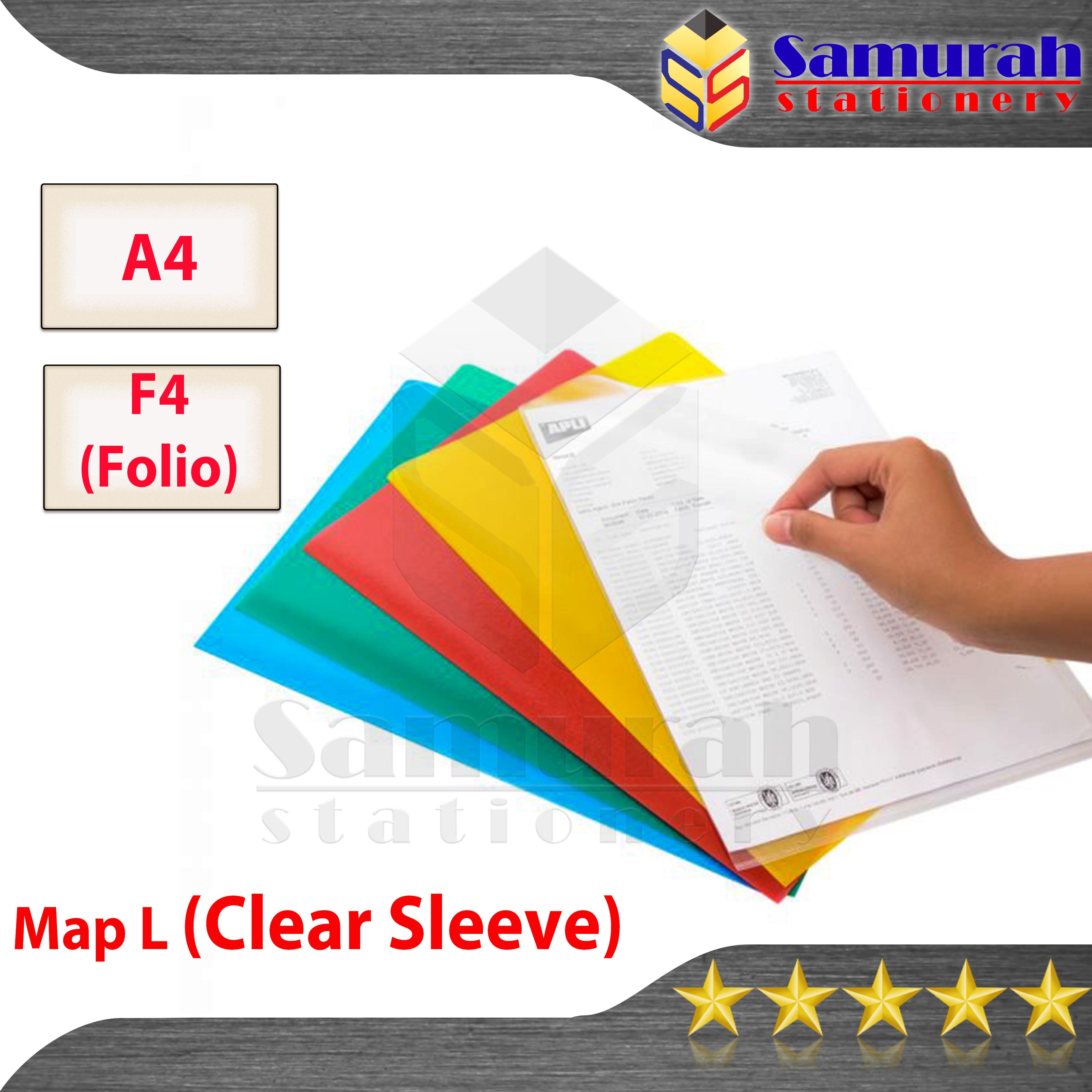 Map L Plastik Bening Ukuran A4 - F4 / Clear Sleeves A4 Folio Warna ...