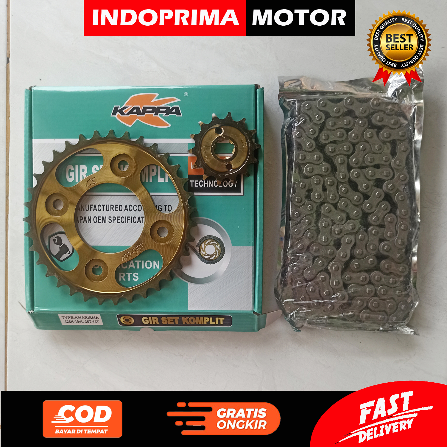 KAPPA GEAR SET KOMPLIT KARISMA 35. GIGI TARIK GOLD DAN RANTAI SUPRA X ...