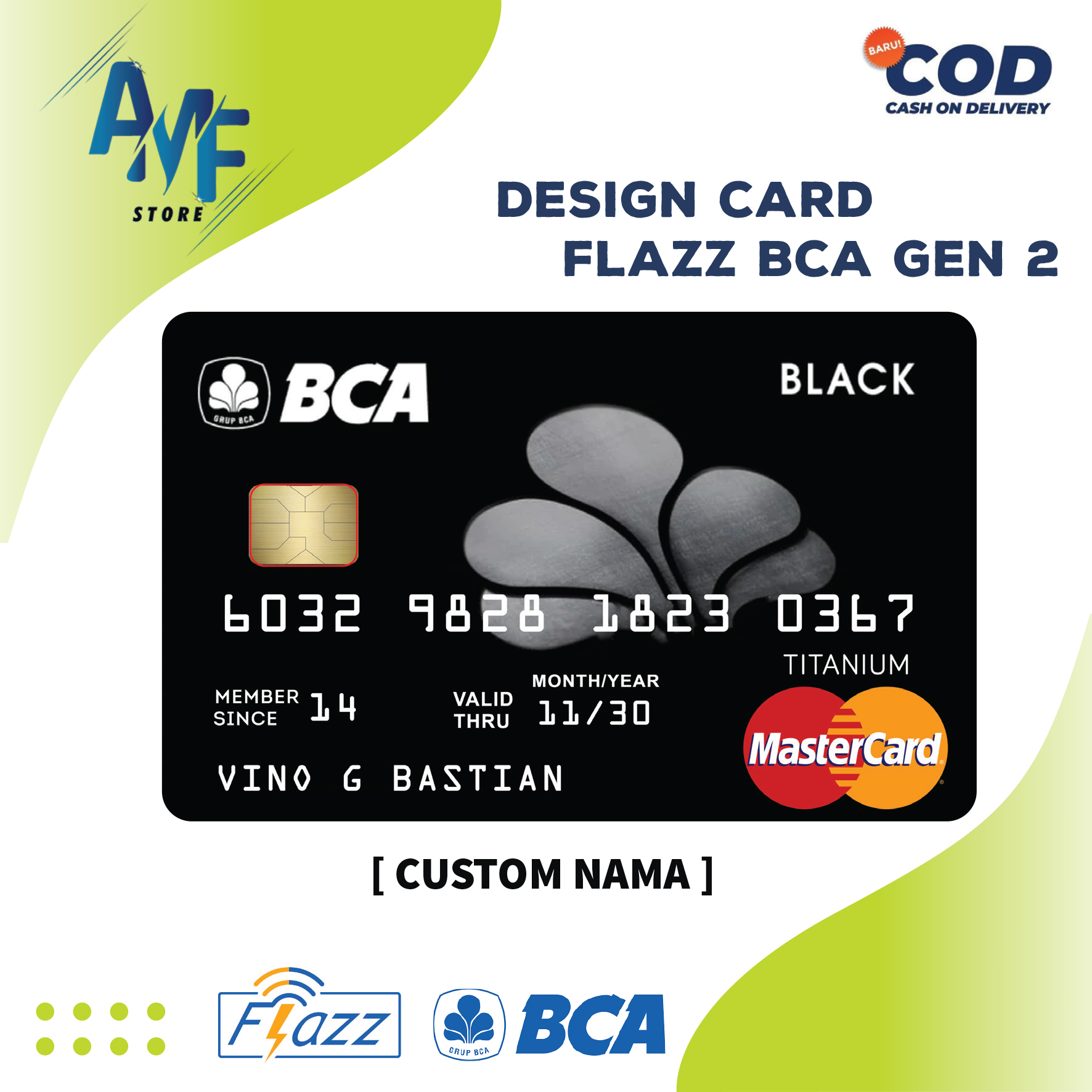 Cetak Kartu FLAZZ GEN 2 Terbaru Design Black Card Custom Nama Cetak 1 ...