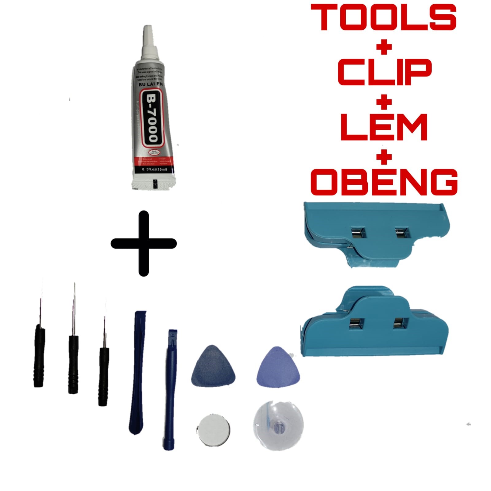 PAKET LENGKAP ALAT SERVICE HANDPHONE LEM B7000 3ML + OBENG 8 IN 1 ...