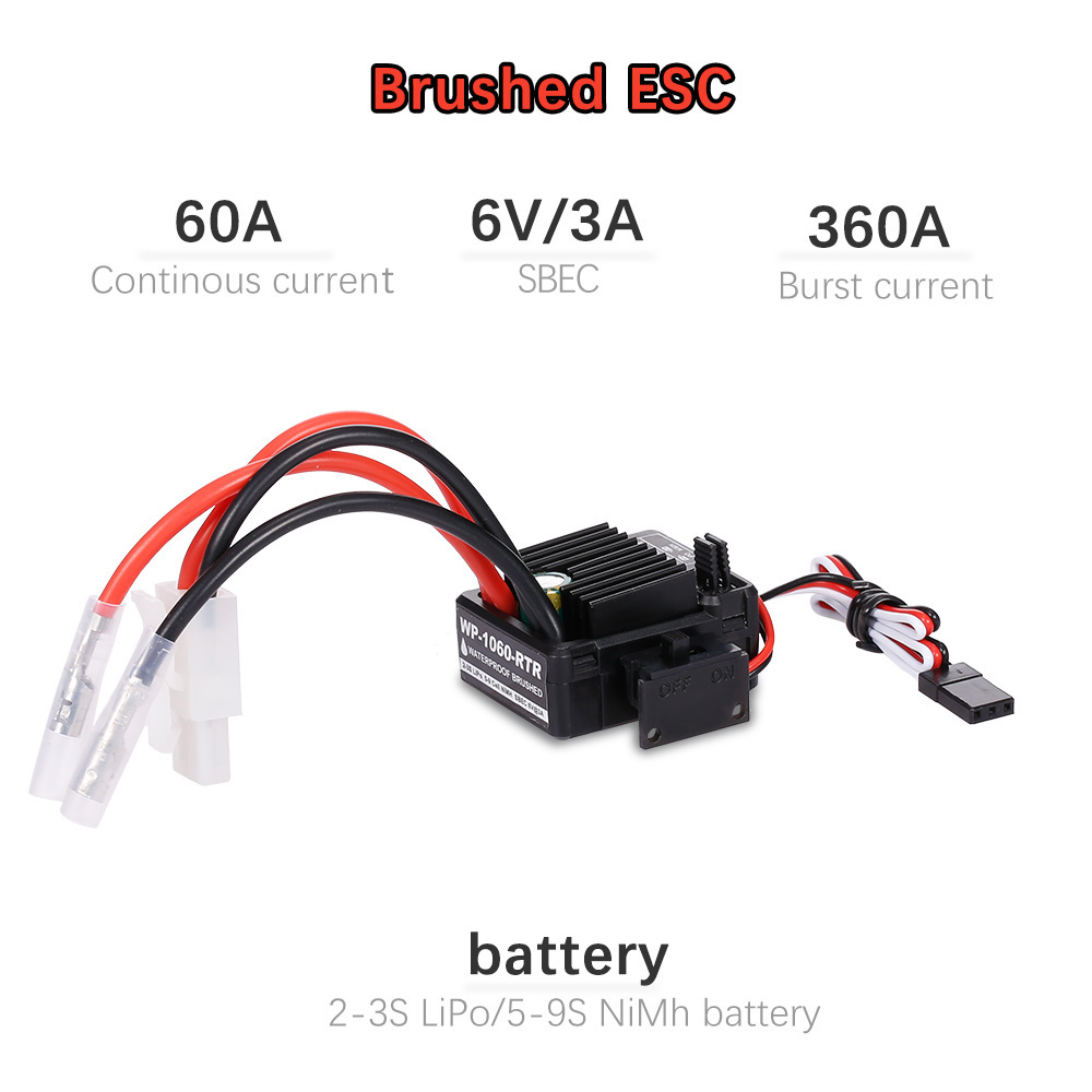 GoolRC 60A Waterproof Brushed ESC Speed Controller for 1/10 4WD RC Car ...