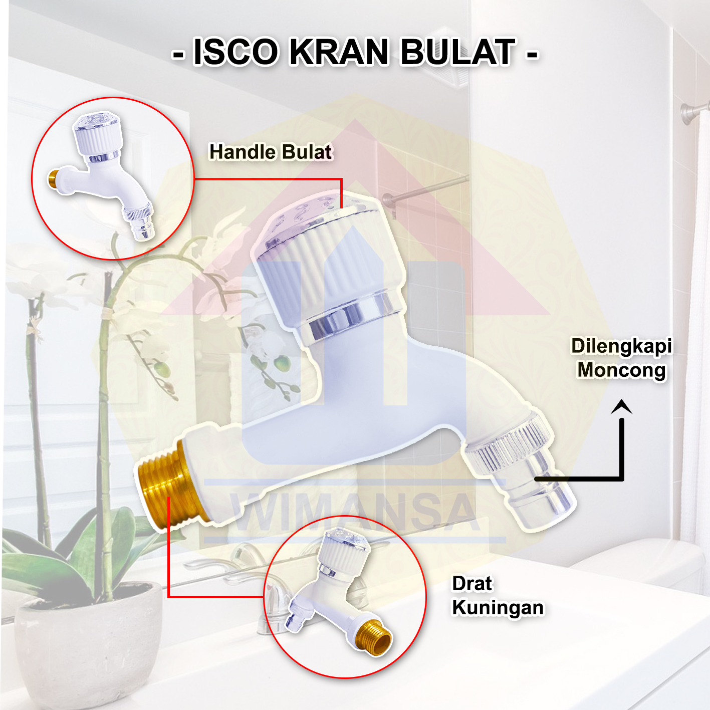 ISCO KRAN DRAT KUNINGAN BULAT 1/2 INCH - 3 PILIHAN WARNA | Lazada Indonesia