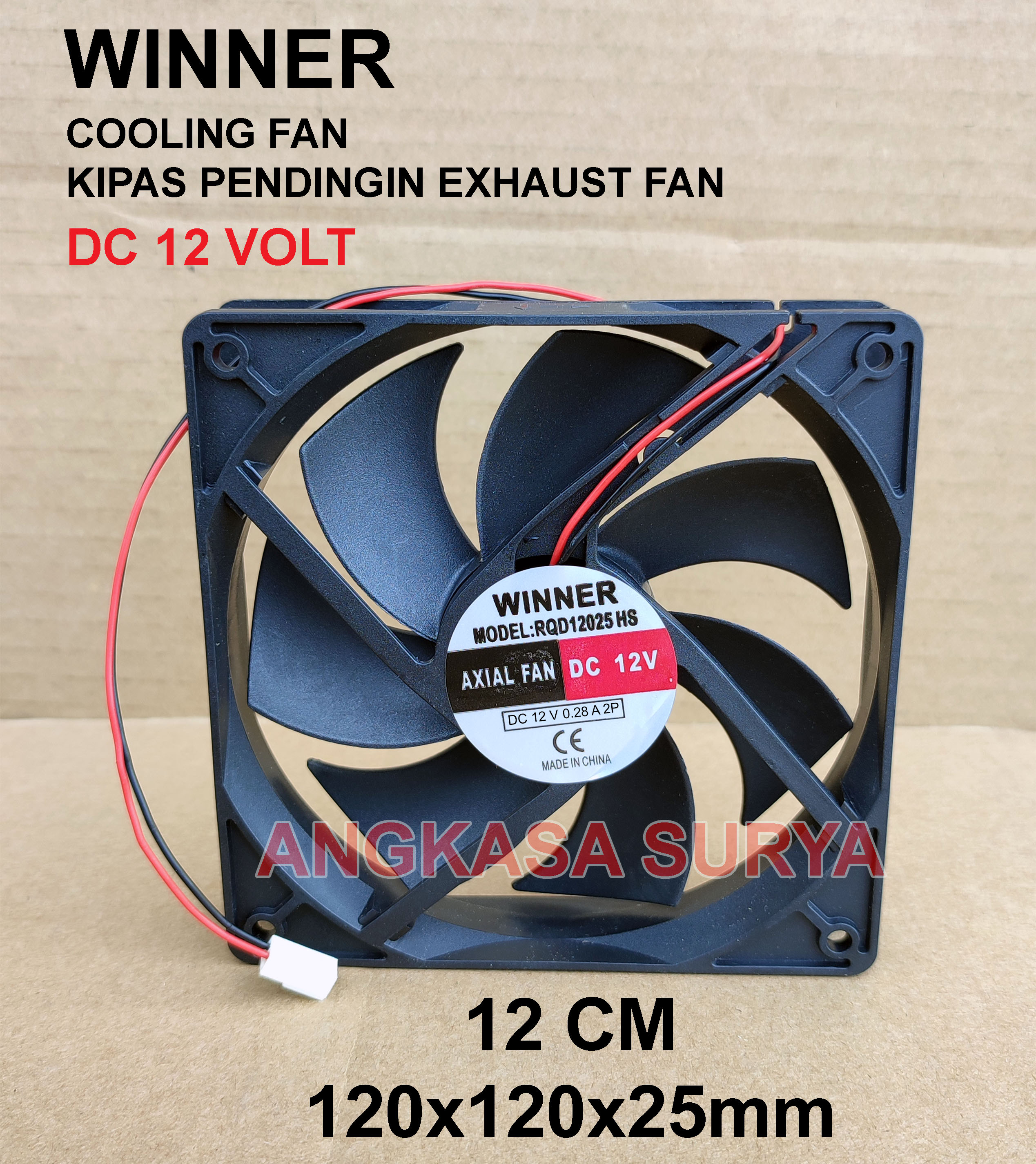 Fan DC 12v 12cm 12x12 12 volt WINNER Cooling Fan / Exhaust Fan Kipas ...