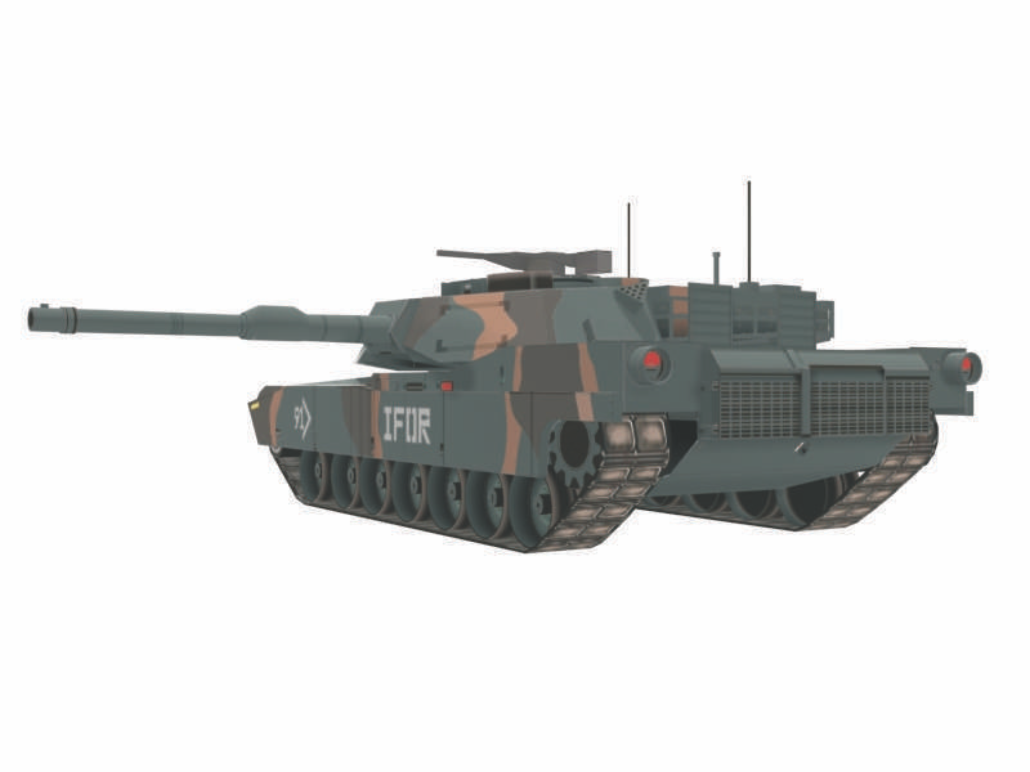 DIY Papercraft Lembar kertas pola Tank M1A1 Abrams NATO green | Lazada ...