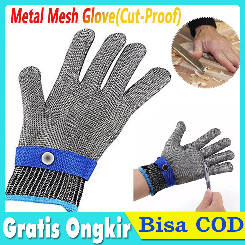 1PC Sarung Tangan Besi Baja Level 9 Kawat Anti Pisau Senjata Tajam Utk ...