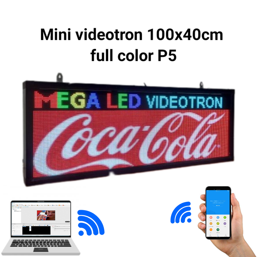 LED running text Videotron mini ukuran 100x40 cm full color RGB P5 ...