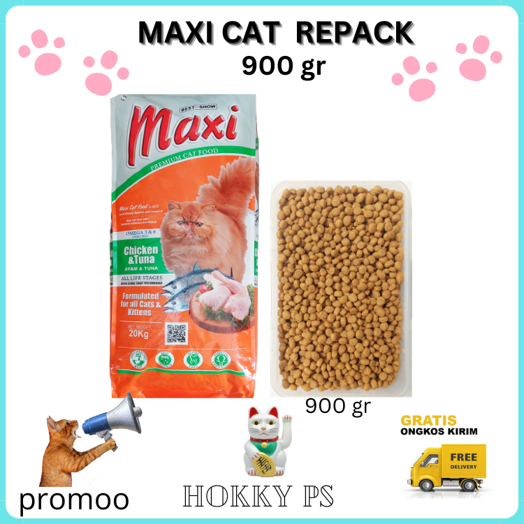 Maxi cat repack 900grr no 1kg makanan kucing no 1 kg | Lazada Indonesia