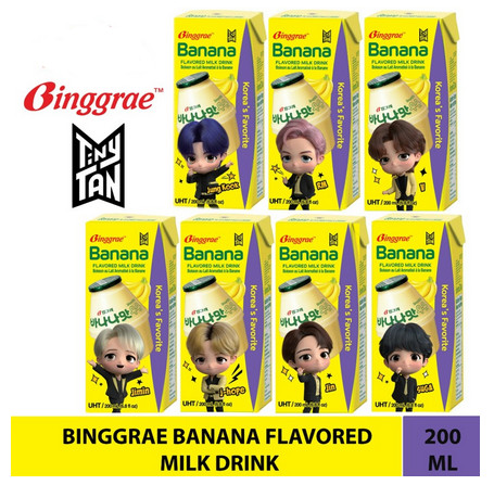 Binggrae BTS Tinytan Milk drink susu Korea 200ml HALAL - Strawberry BTS ...