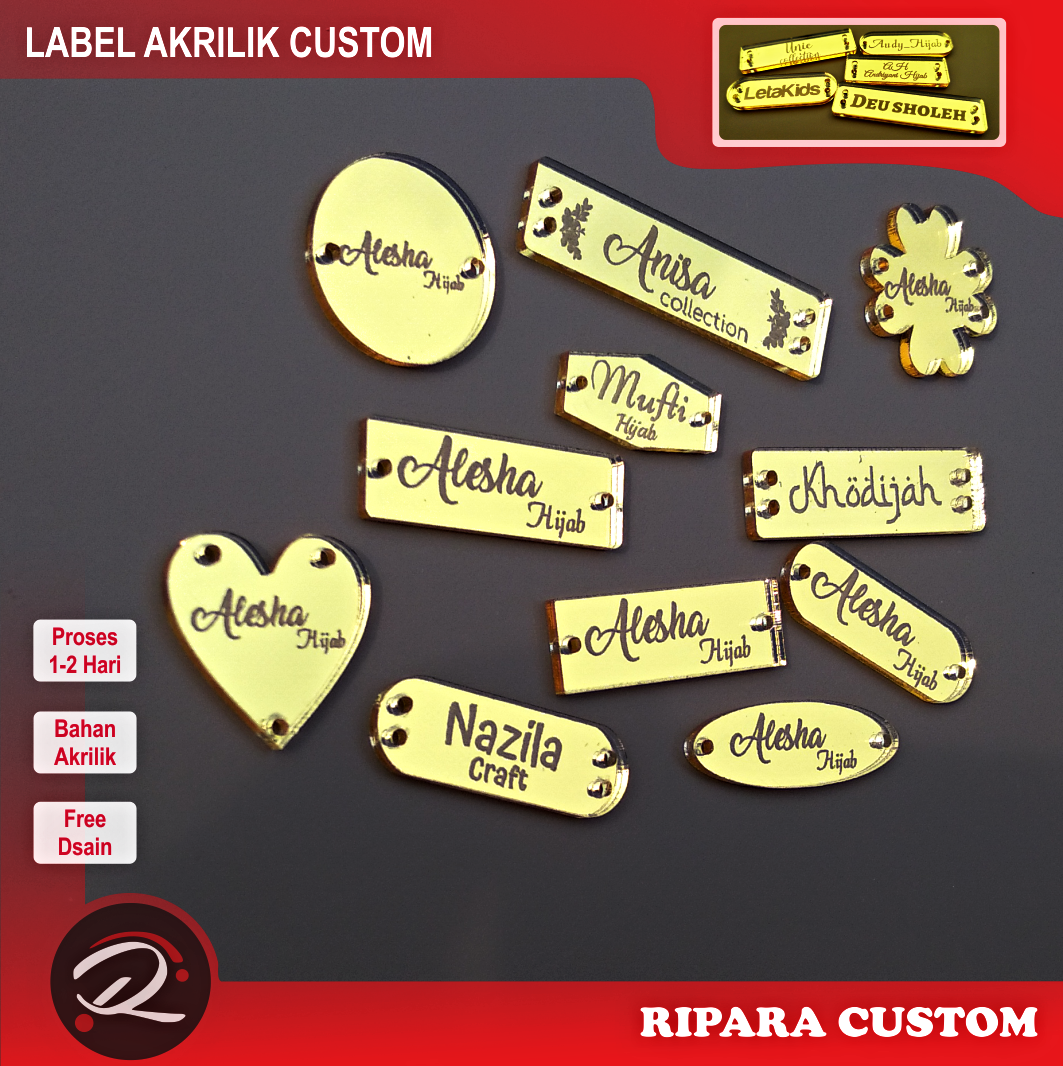 (25 pcs). Label akrilik . Label Hijab Brand Custom Akrilik . label ...