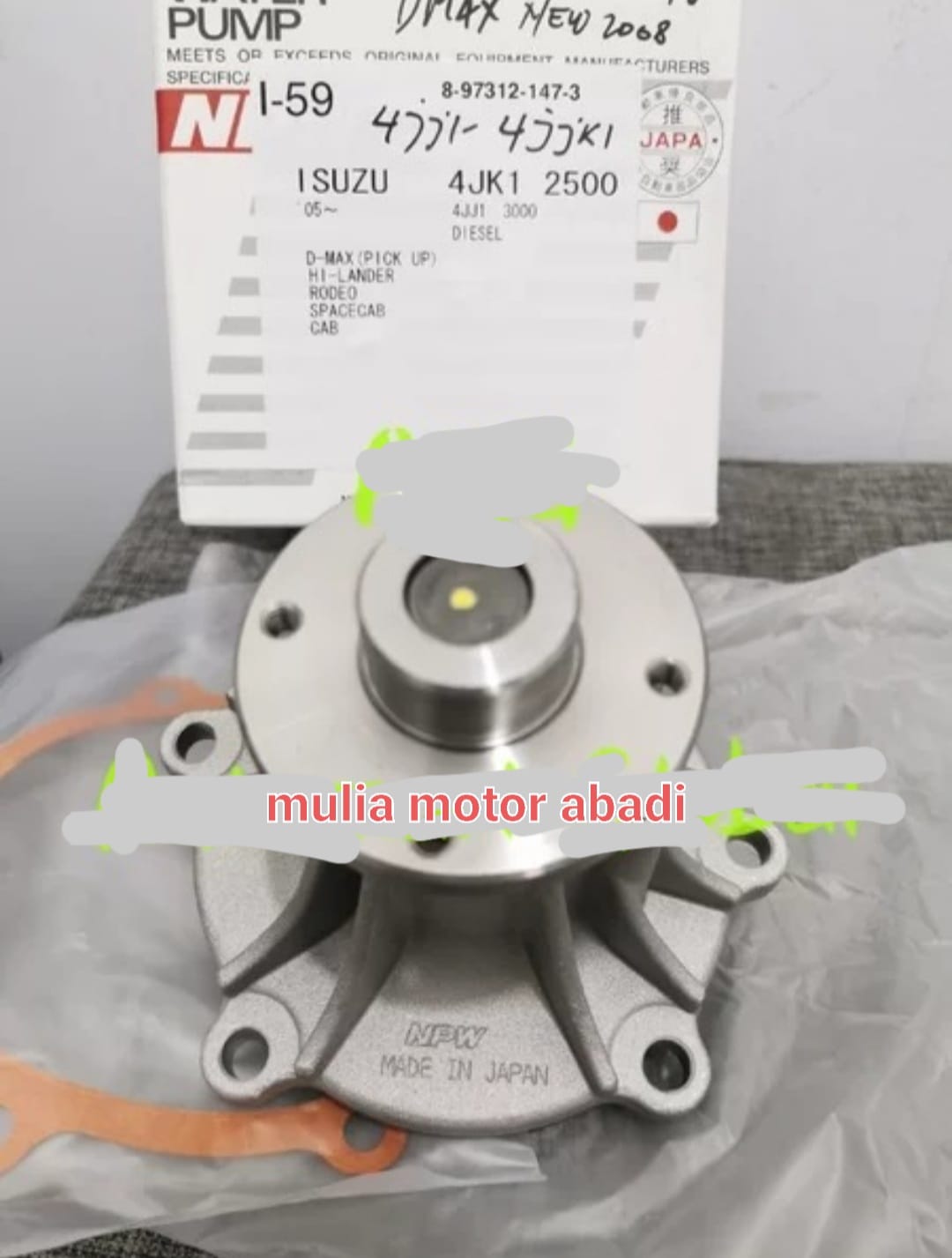 water pump pompa air Isuzu dmax 4jj1 4jk1 asli npw japan | Lazada Indonesia