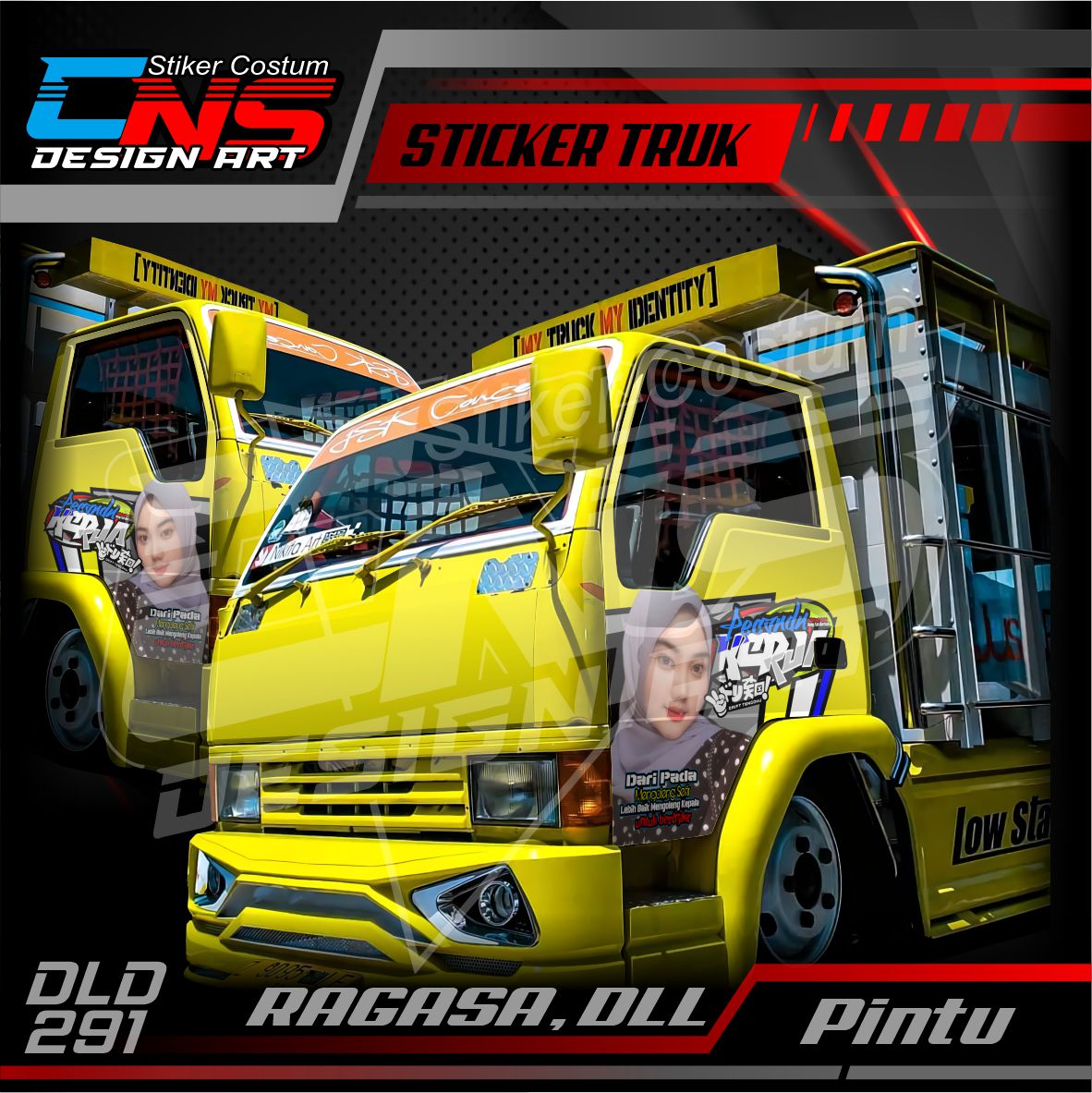 Stiker Decal Pintu Depan PECANDU KERJA Sepasang Kanan Kiri All Truk ...