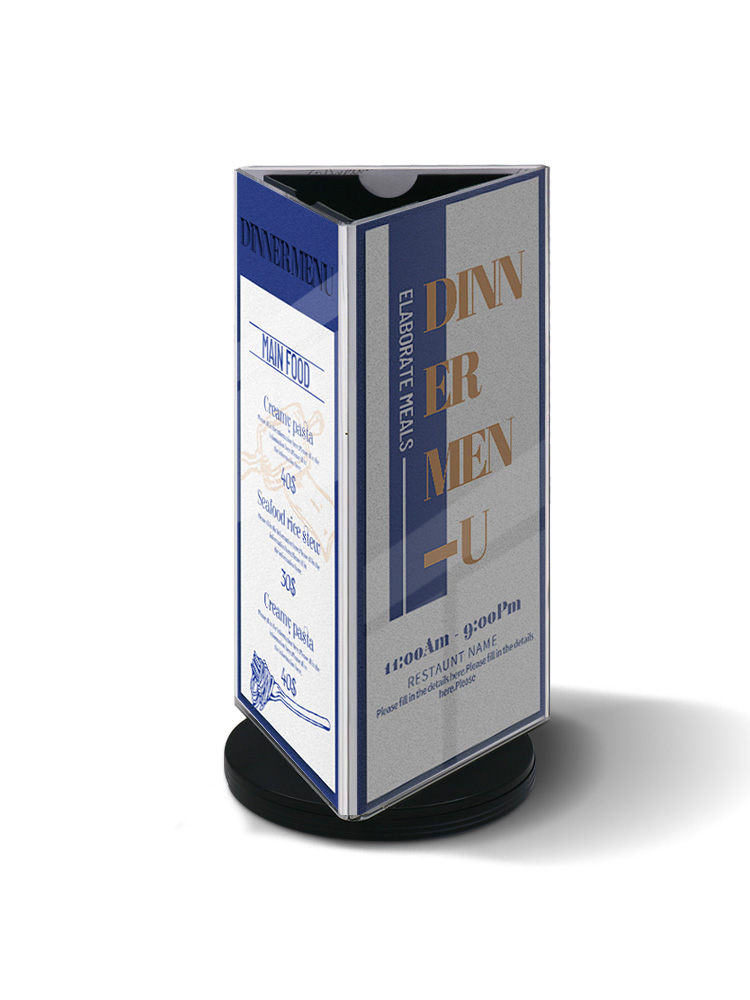 3 Sisi Rak Menu Akrilik / 360 Derajat Berputar Stand Menu Akrilik ...